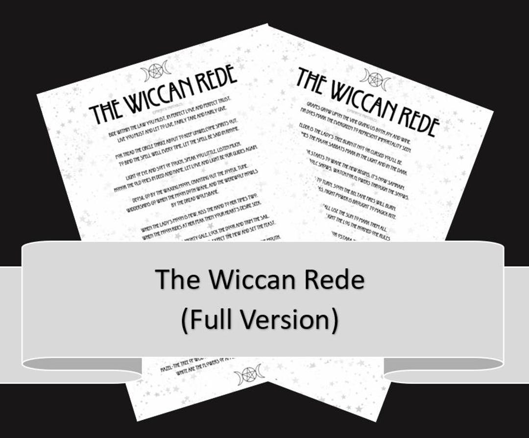 The Wiccan Rede (in Full) Grimoire Pages. Witch, Wicca, Pagan, Druid ...