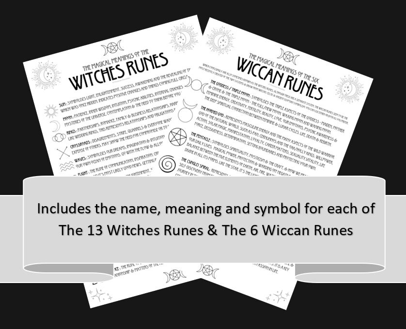 Magical Meanings the Witches Runes & the Wiccan Runes Grimoire - Etsy