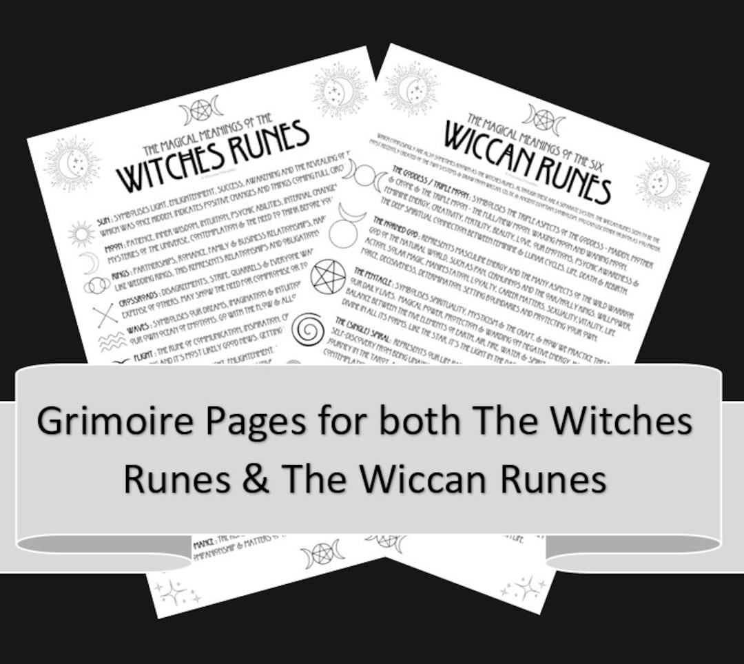 Magical Meanings the Witches Runes & the Wiccan Runes Grimoire - Etsy