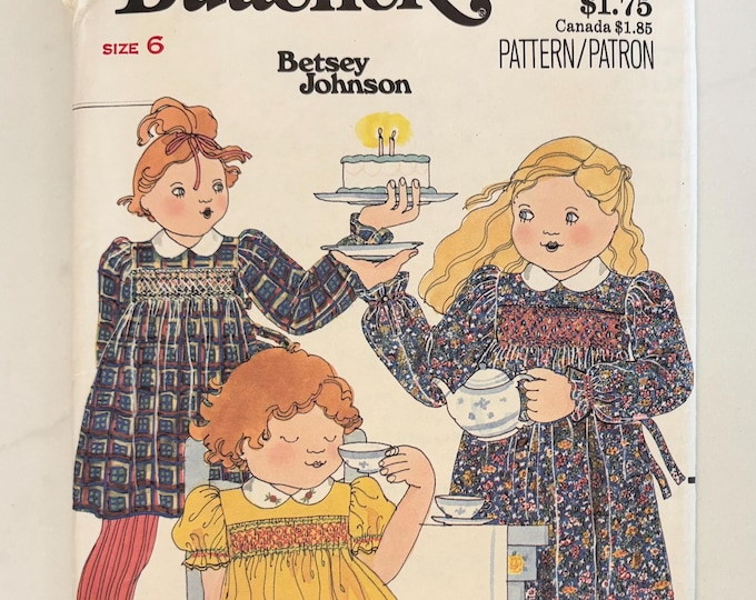 5555 Butterick Pattern by Betsy Johnson, Vintage 1970s, Size 6, Girls ...