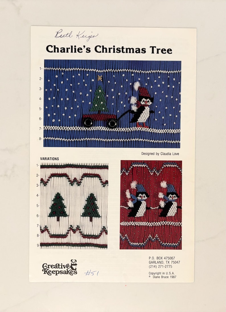 Charlie's Christmas Tree Smocking Pattern by Creative Keepsakes ...