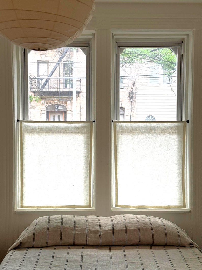 Tribeca Loft Style Flat Panel Cafe Curtain - PURE 100% Flax Linen ...