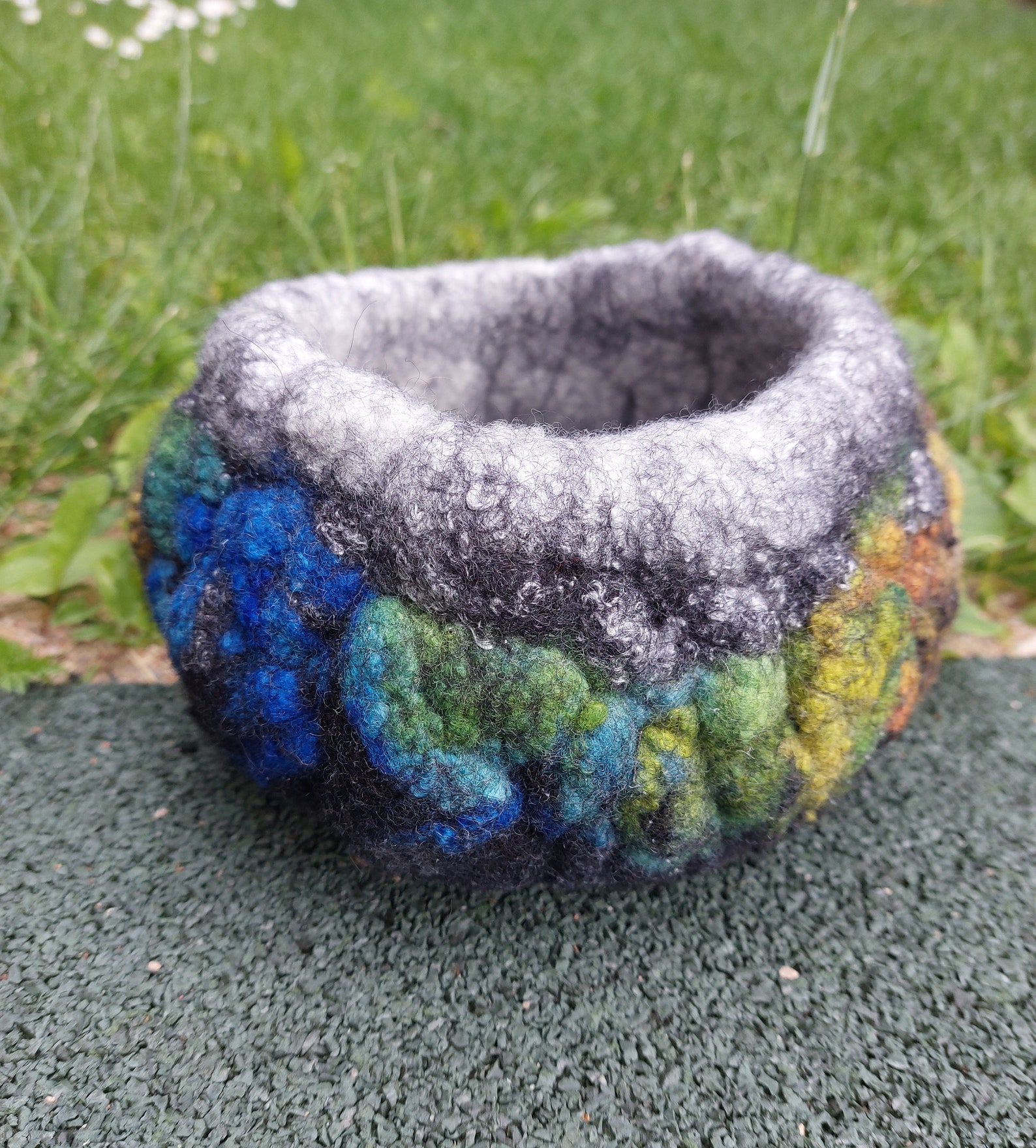 Handmade Wool Felted Bowl: Fiber Art Table Centerpiece. Housewarming ...