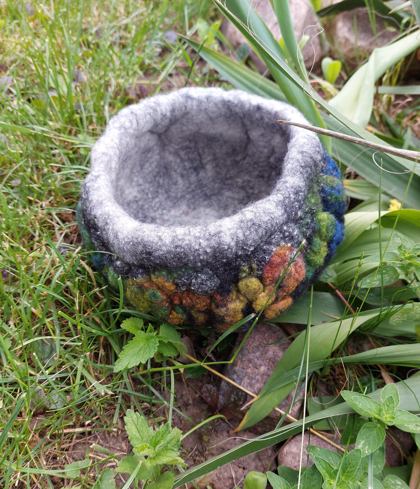 Handmade Wool Felted Bowl: Fiber Art Table Centerpiece. Housewarming ...