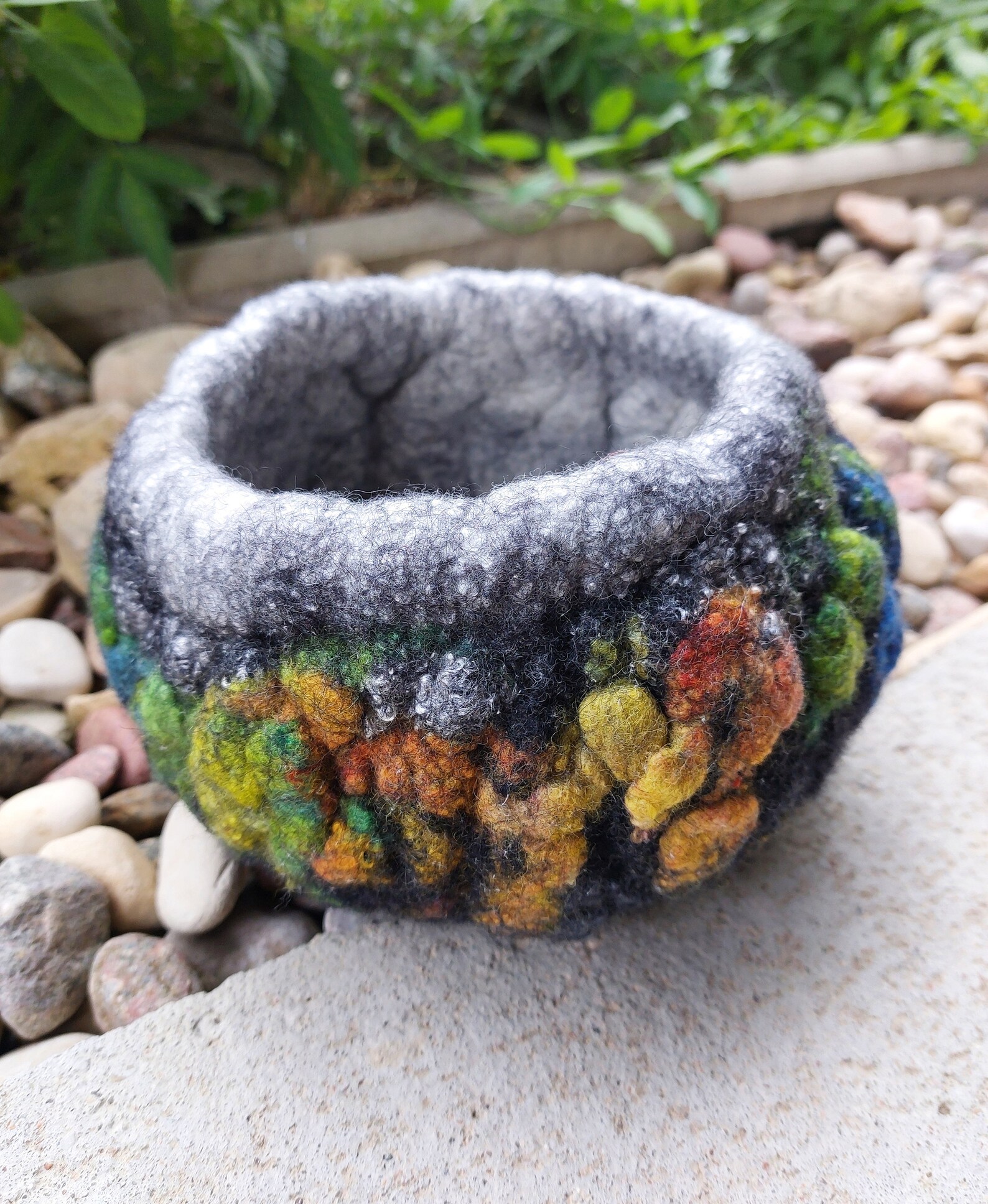 Handmade Wool Felted Bowl: Fiber Art Table Centerpiece. Housewarming ...