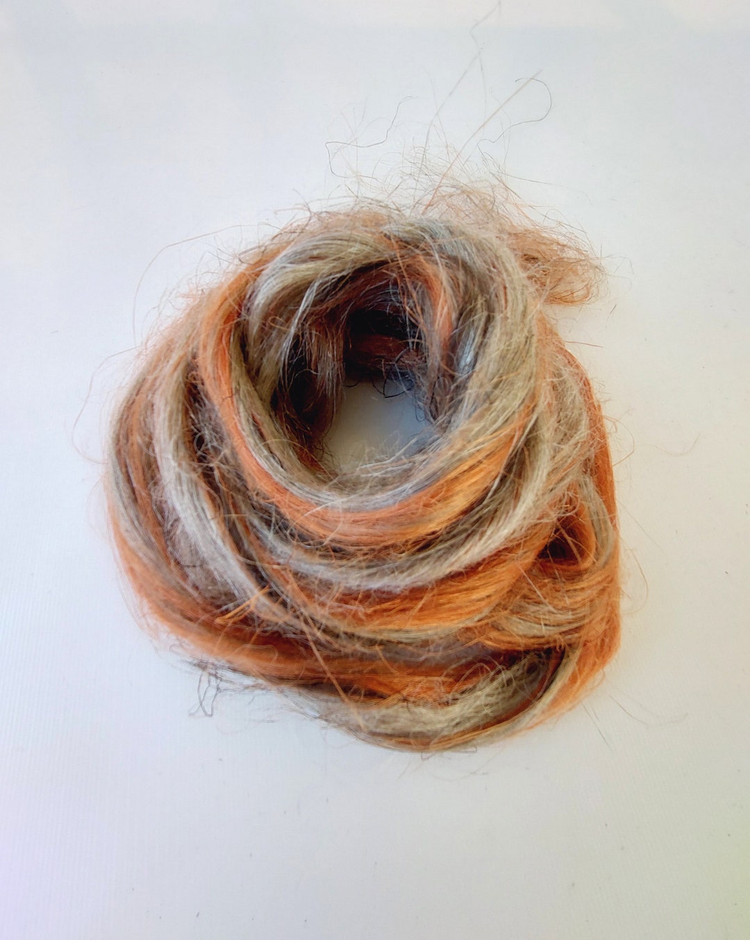 Linen Fiber Mix Colors: Natural, Orange, Brown. Flax Roving for Felting ...