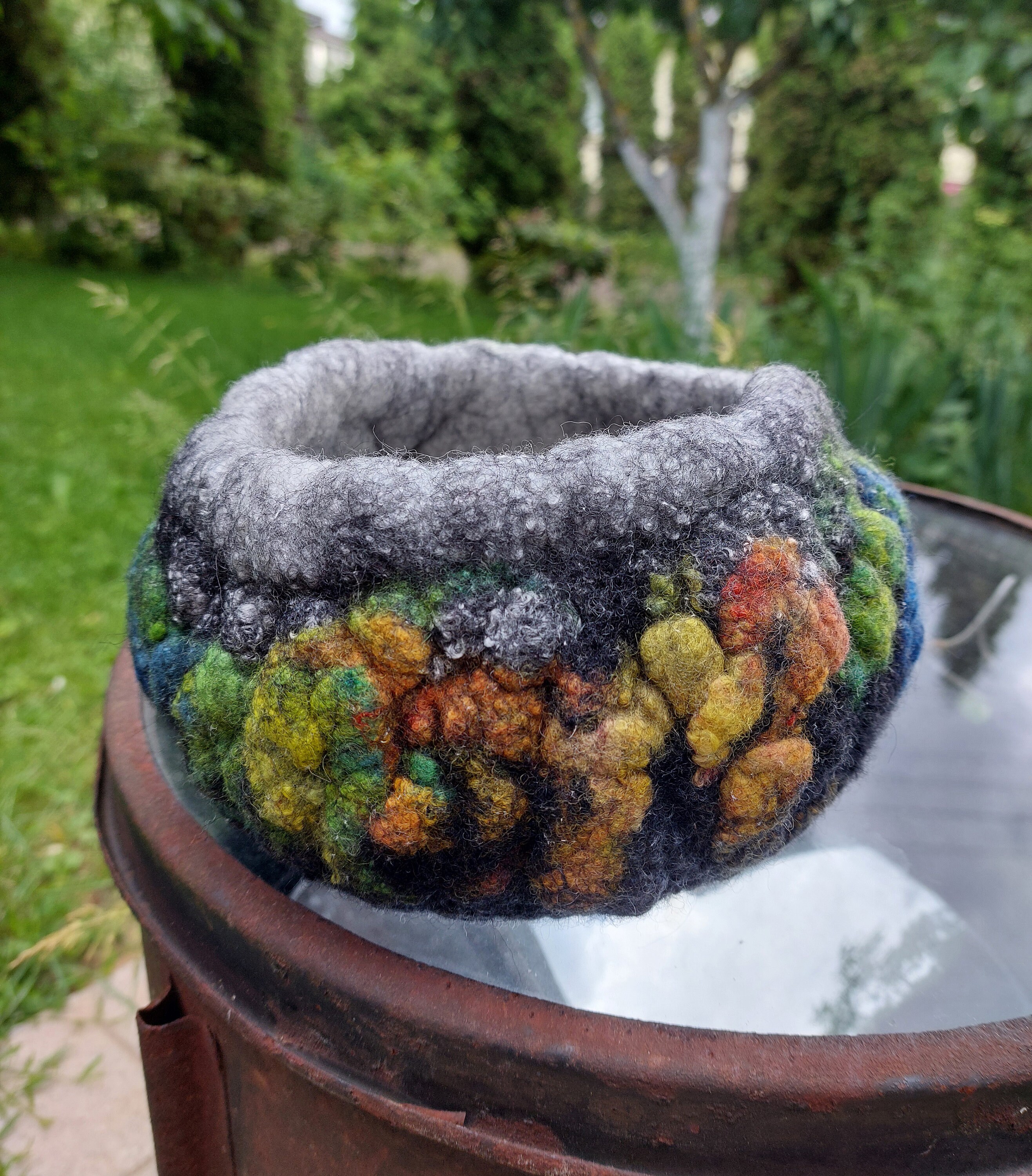 Handmade Wool Felted Bowl: Fiber Art Table Centerpiece. Housewarming ...