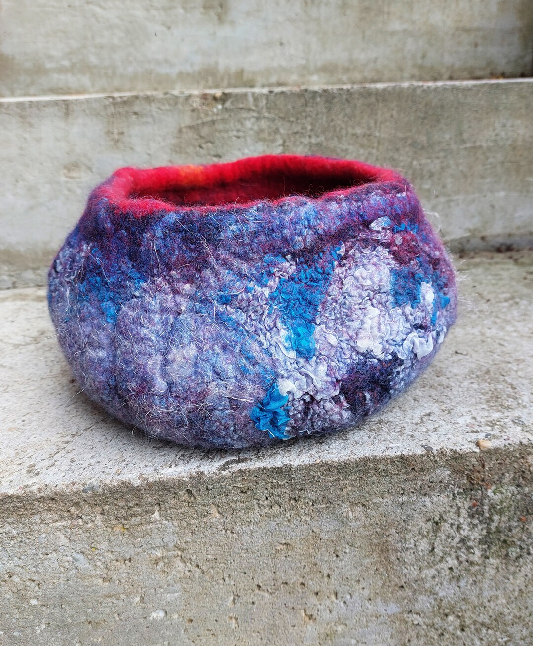 Handmade Wool Felt Bowl: Fiber Art Table Accent, Home Decor ...