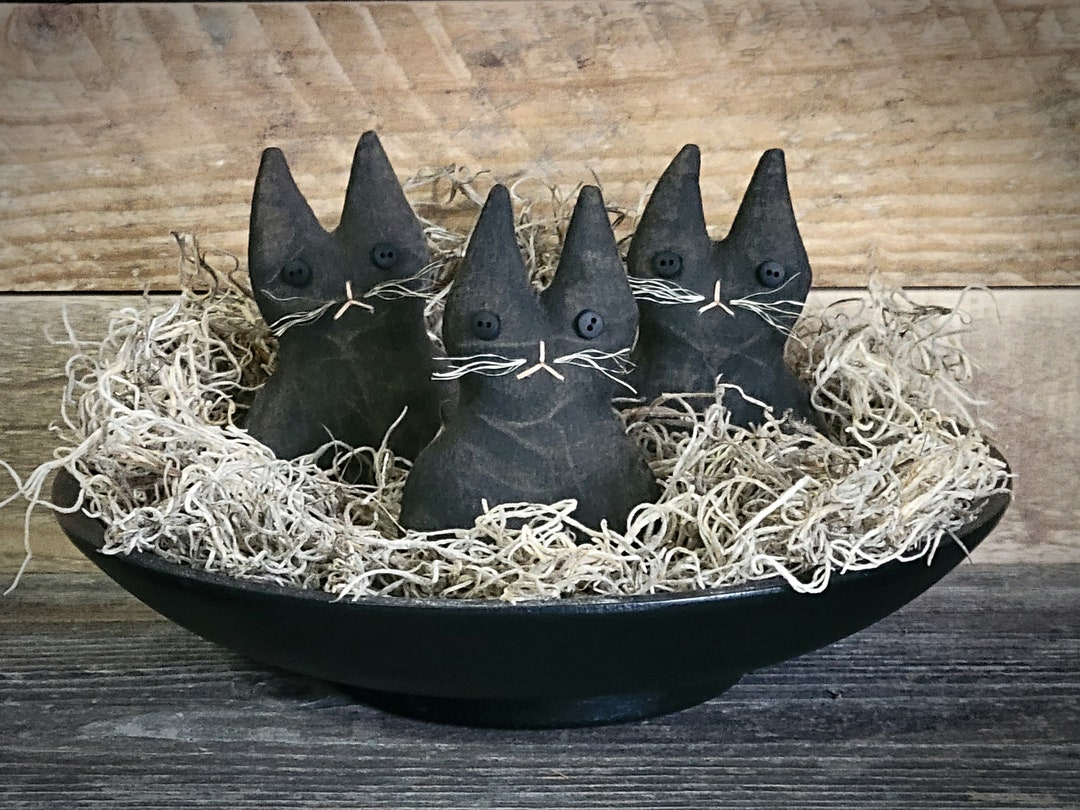 Primitive Black Cat Bowl Fillers - Ornies - Halloween Decor - Fall Decor - Halloween Tree ...
