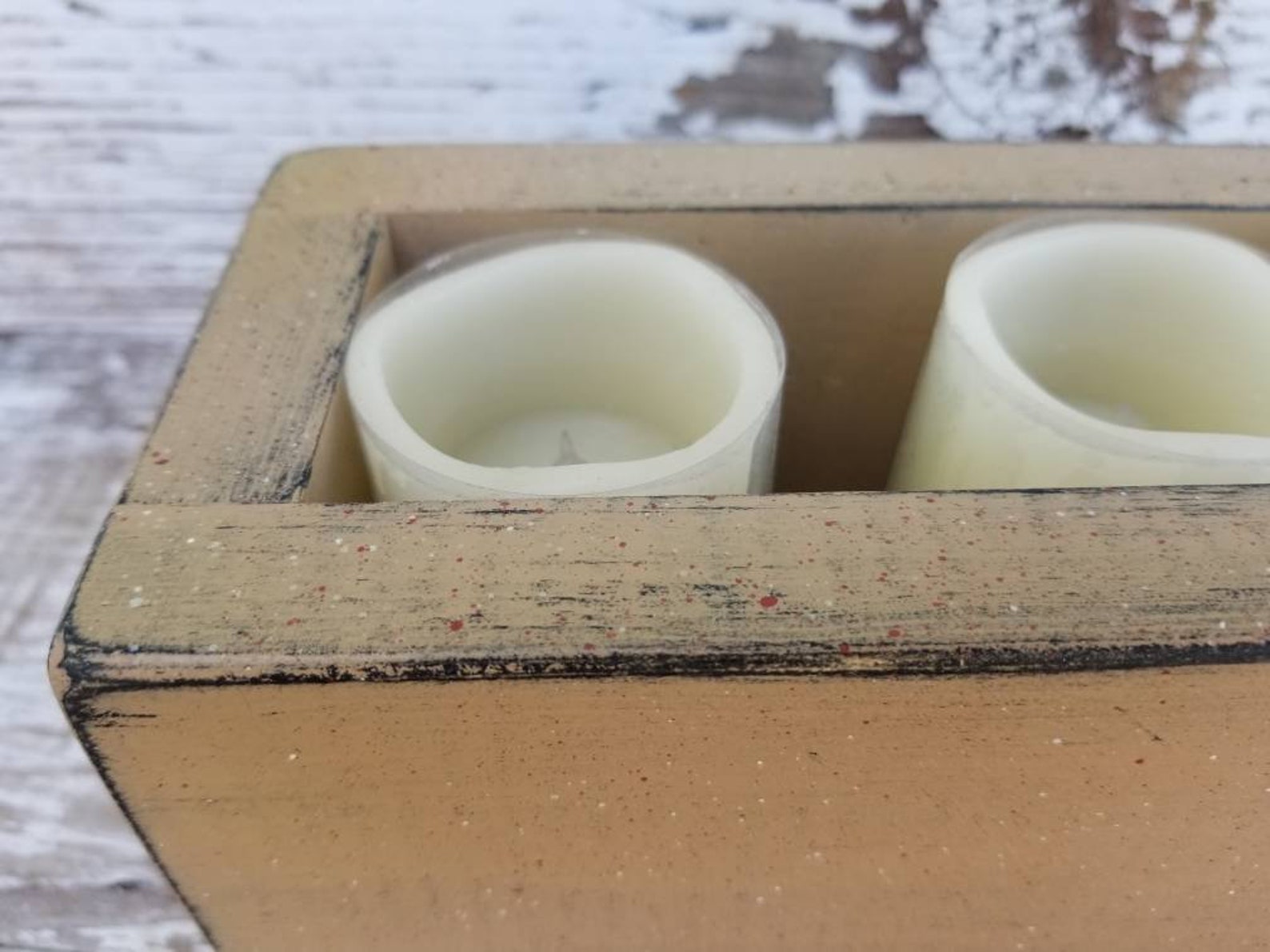 Primitive Christmas Candle Box With Candles Christmas Decor - Etsy