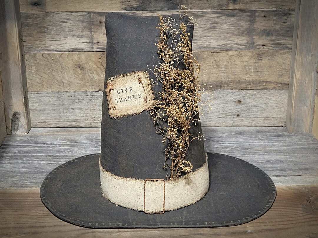 12" Primitive Pilgrim Hat Table Sitter ~ Thanksgiving Decor ~ Fall ...