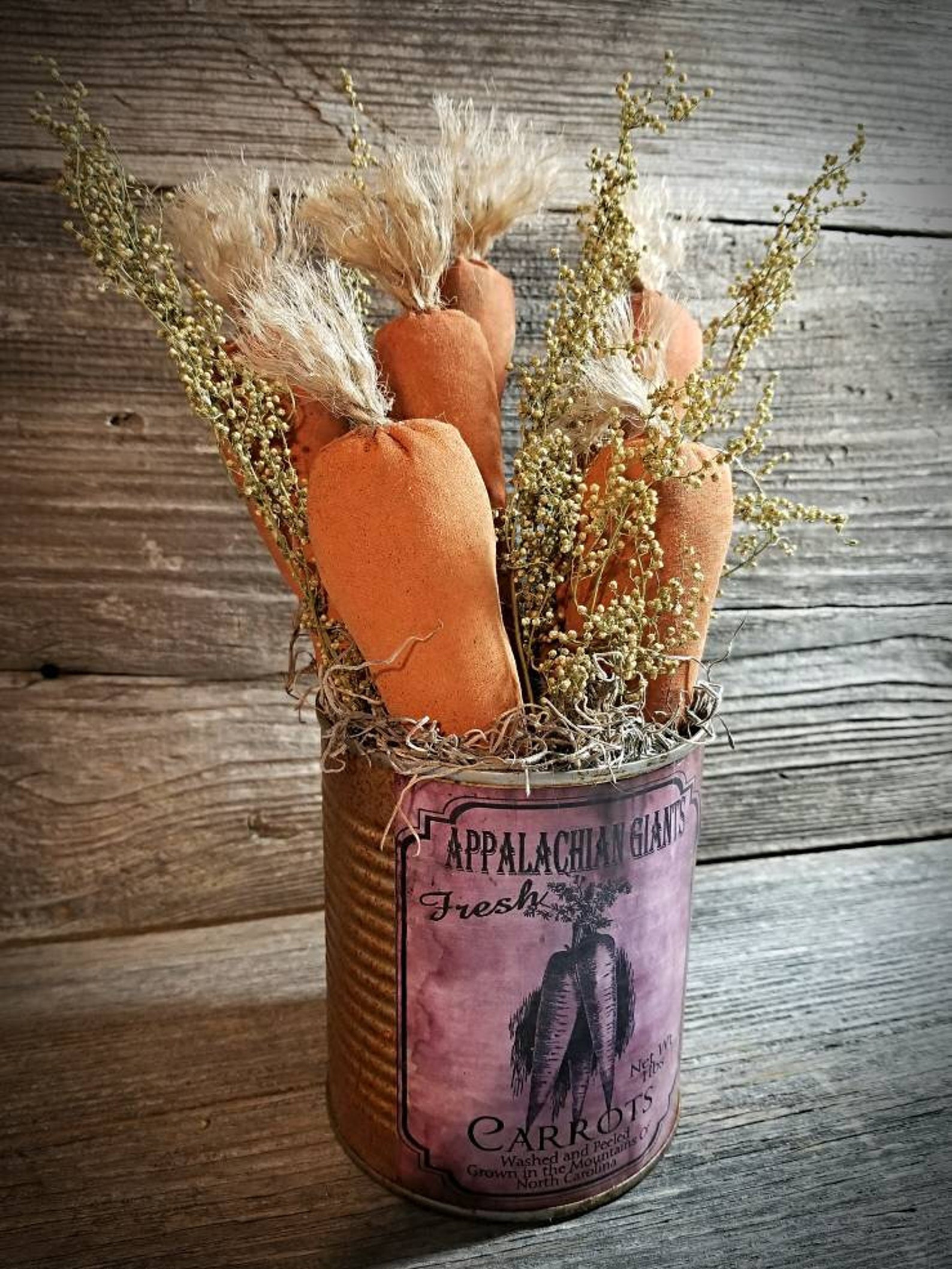 Primitive Carrots in Rusty Tin Can ~ Primitive Easter Decorations ...
