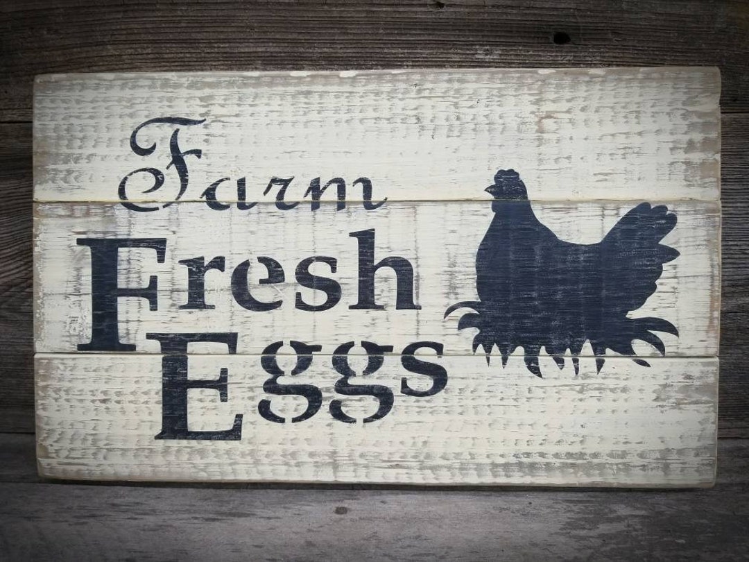 Large Primitive Farm Fresh Eggs Sign ~ Primitive Decor ~ Farmhouse ...