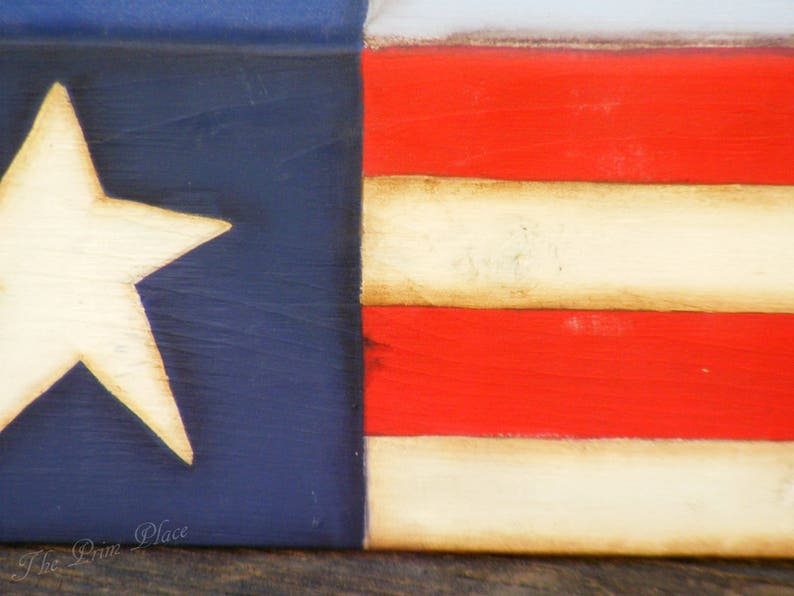 Primitive Flag Block Americana Decor Primitive Decor - Etsy