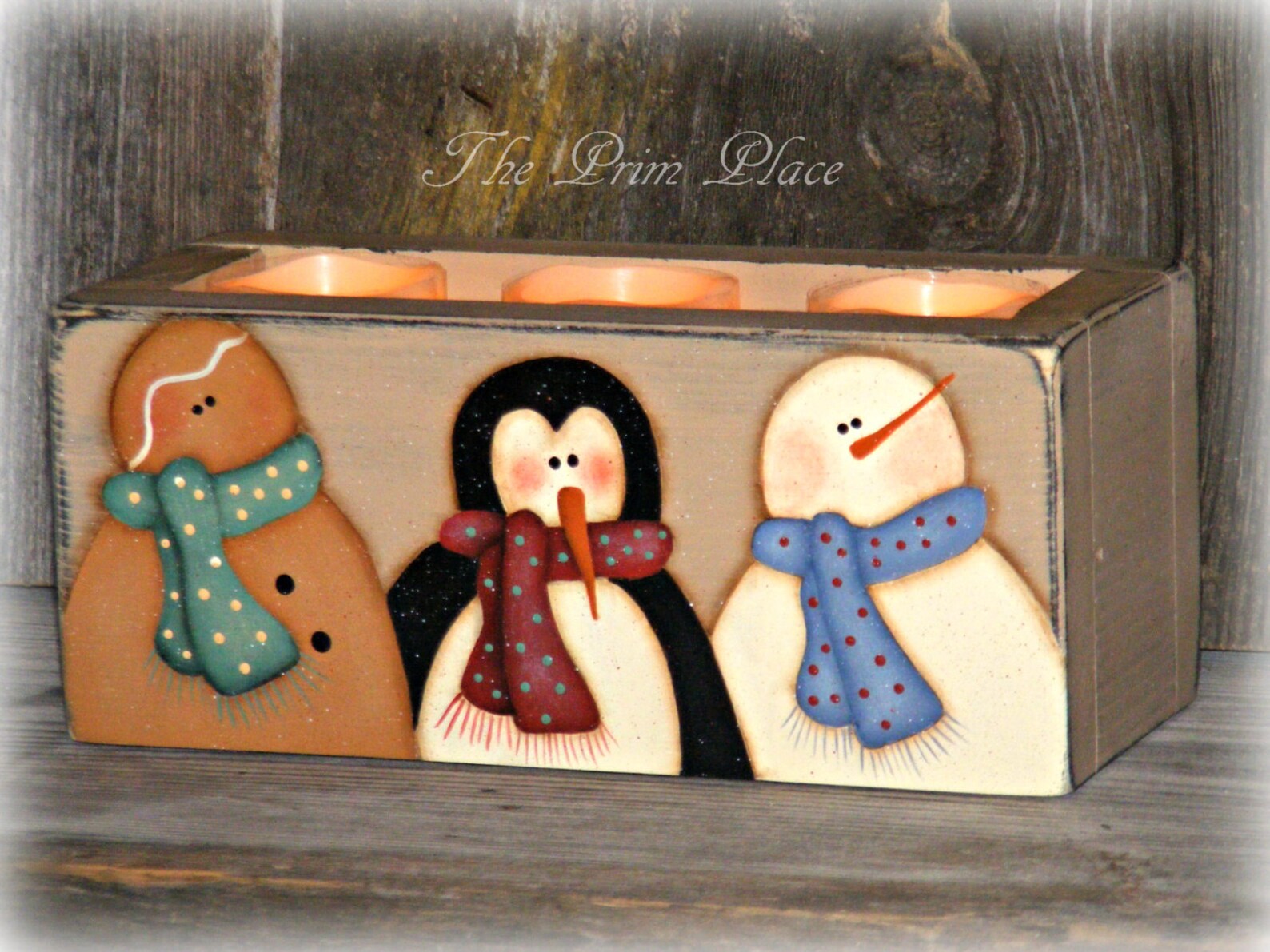 Primitive Christmas Candle Box With Candles Christmas Decor - Etsy