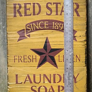 Primitive Laundry Soap Sign ~ Red Star Laundry Soap Sign ~ Primitive ...