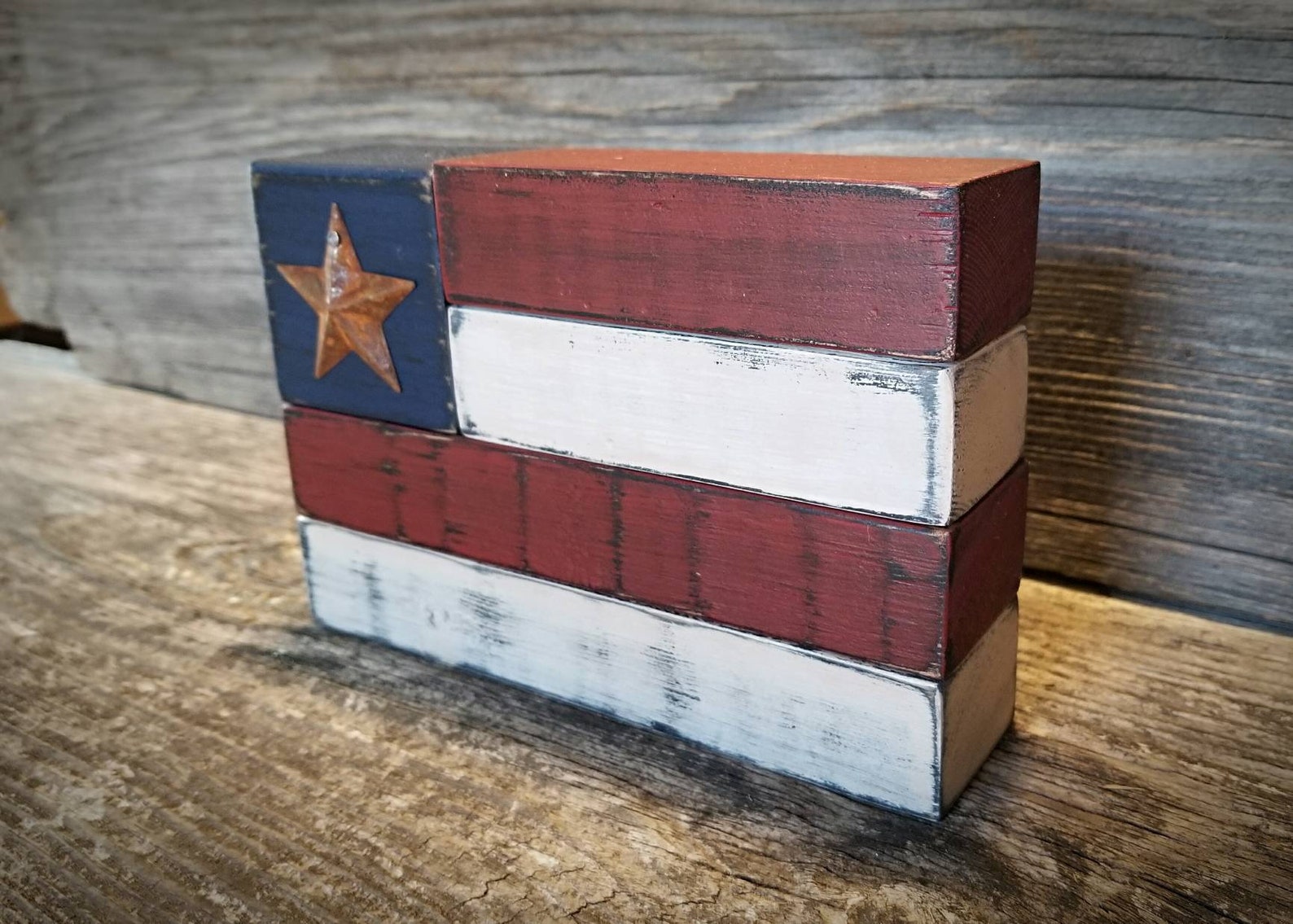 Primitive Flag Stacking Blocks Americana Decor Patriotic | Etsy