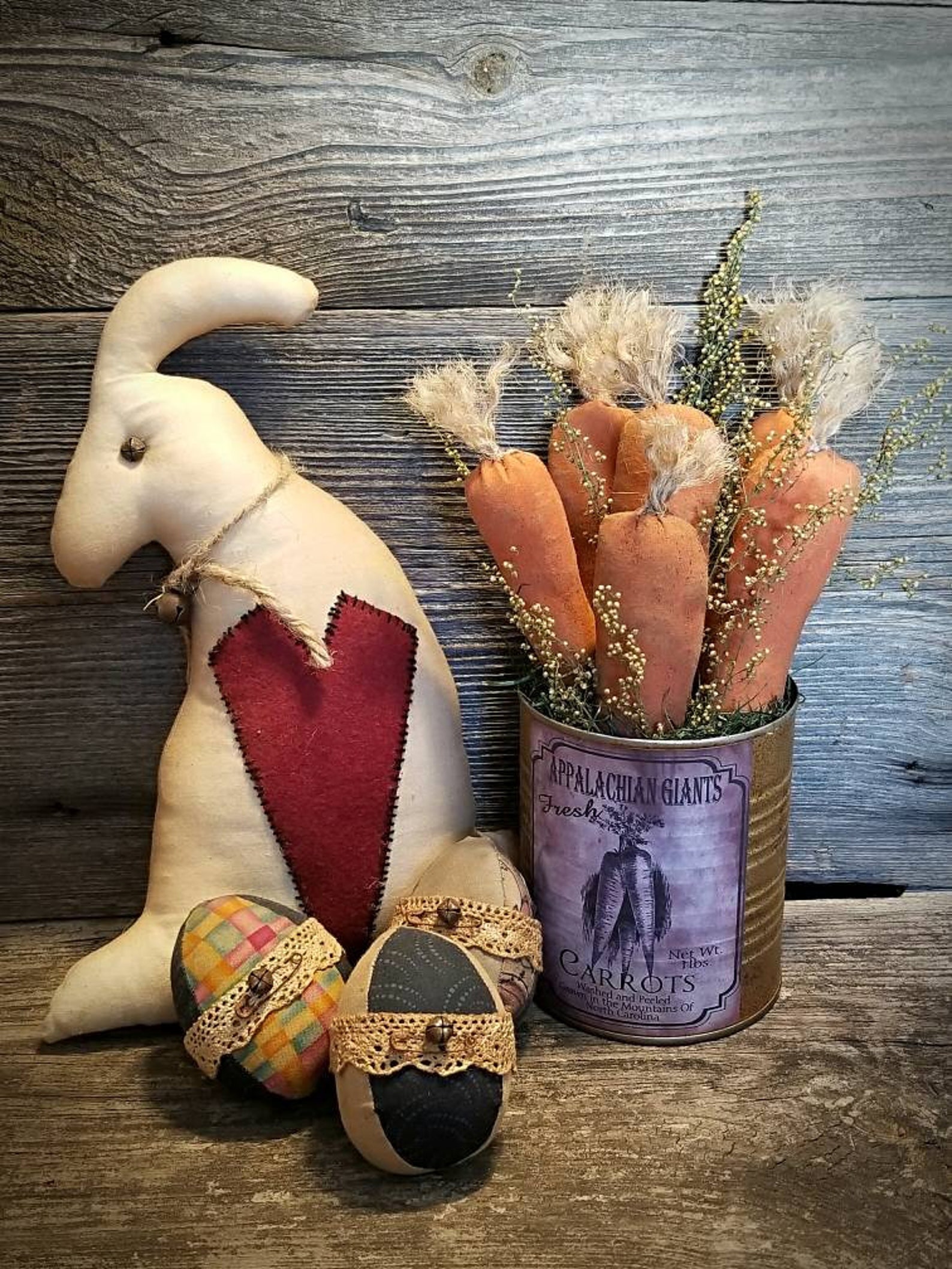 Primitive Carrots in Rusty Tin Can ~ Primitive Easter Decorations ...