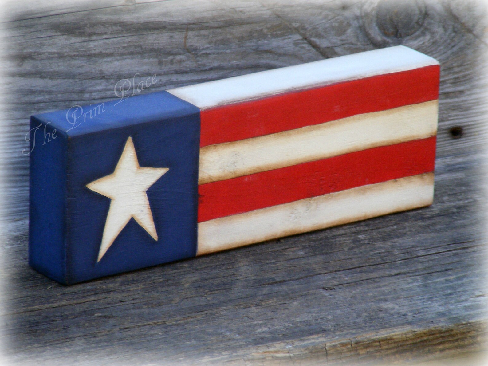 Primitive Flag Block Americana Decor Primitive Decor - Etsy