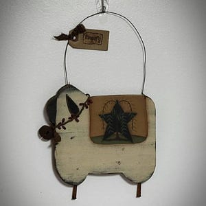 Primitive Sheep Wall Hanging ~ Wooden Sheep ~ Primitive Home Decor ...