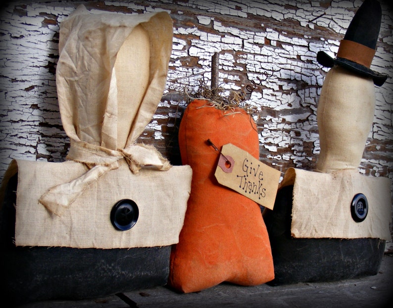 Thanksgiving Decor ~ Pilgrim and Pumpkin Table Sitters ~ Primitive ...