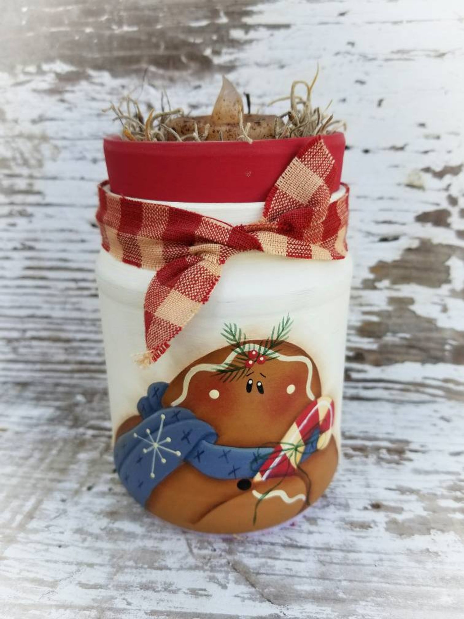 Primitive Christmas Candle Box With Candles Christmas Decor - Etsy