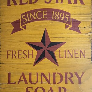 Primitive Laundry Soap Sign ~ Red Star Laundry Soap Sign ~ Primitive ...