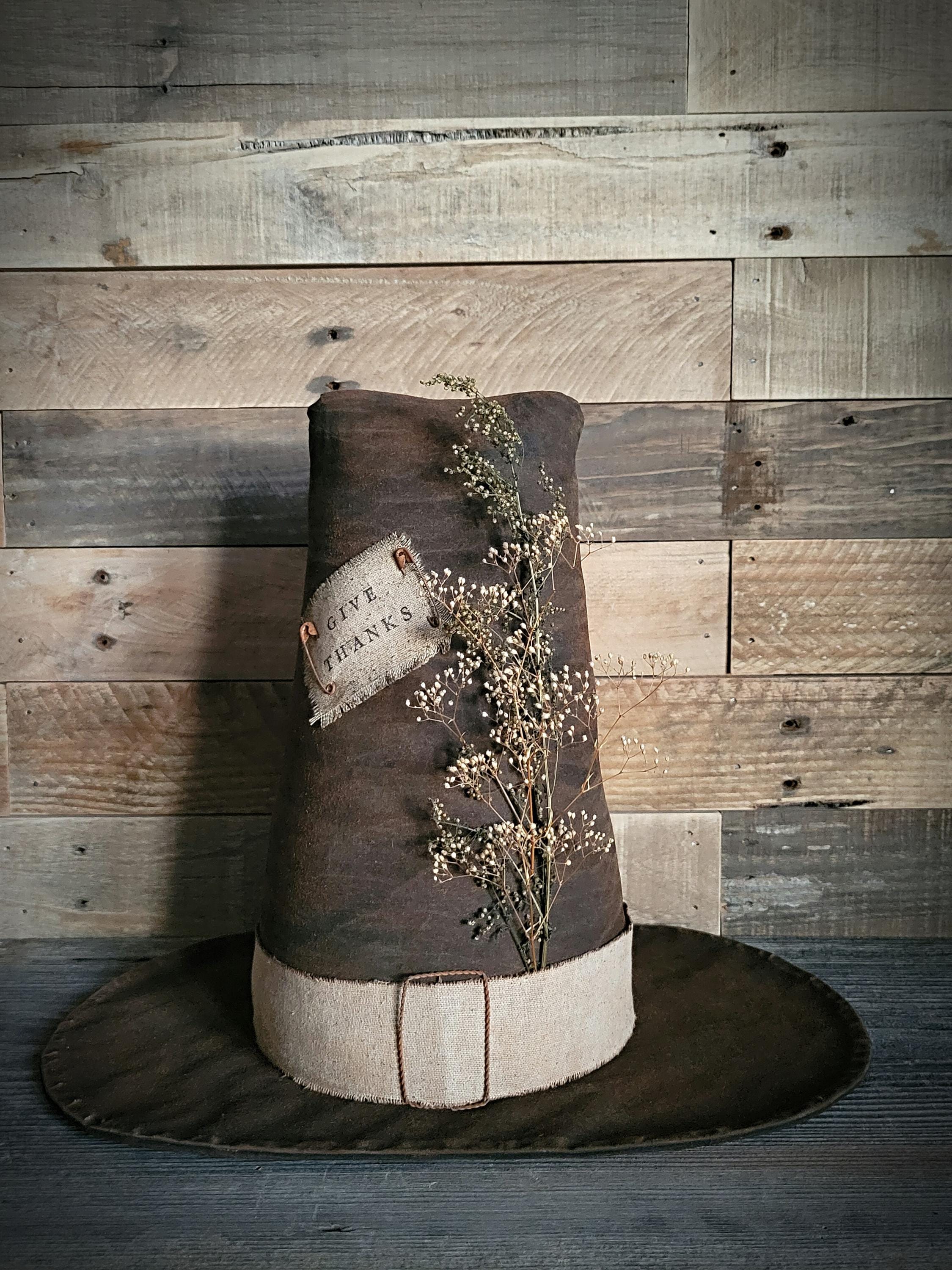 12" Primitive Pilgrim Hat Table Sitter ~ Thanksgiving Decor ~ Fall ...