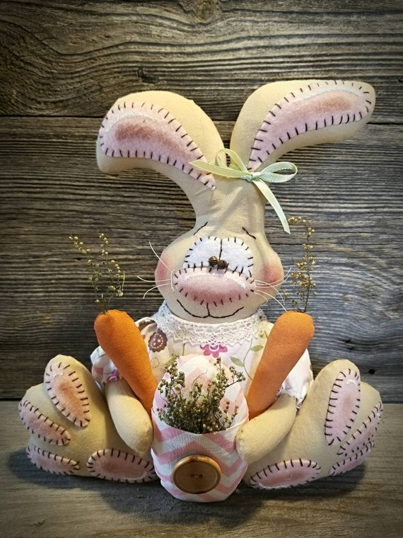 Primitive Handmade Bunny Rabbit Doll Easter Decor Spring | Etsy