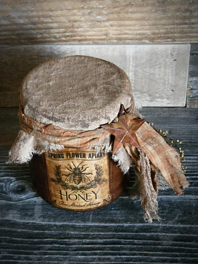 Primitive Honey Jar Decoration - Summer Decor - Bee Decor - Spring ...