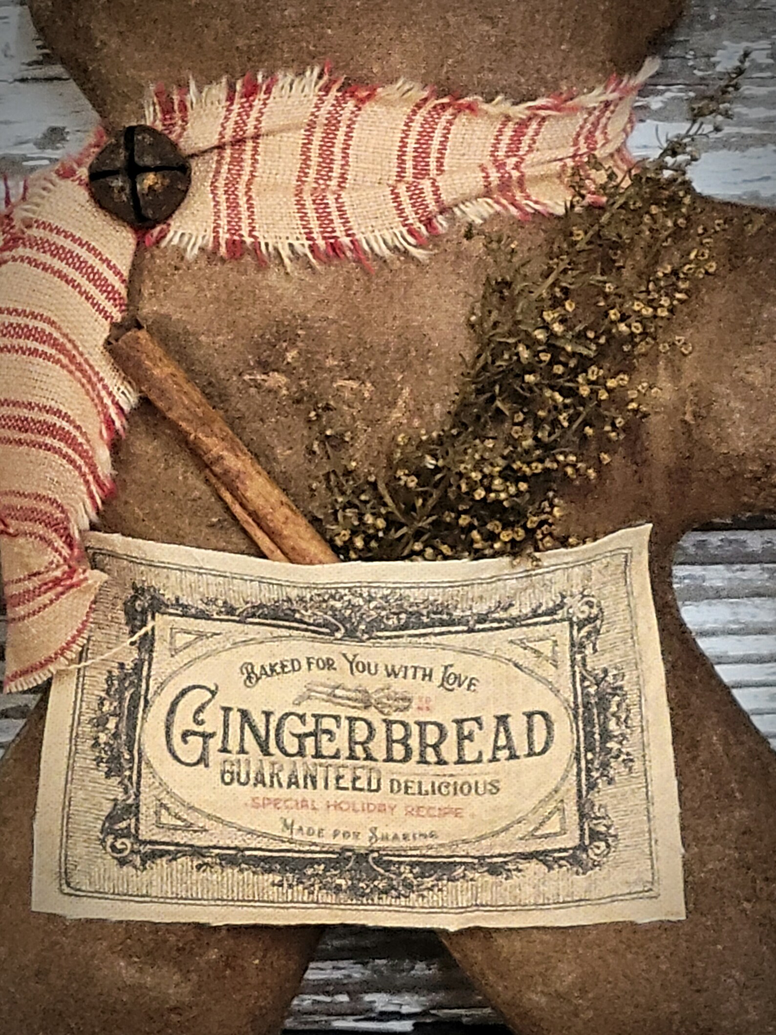 Primitive Gingerbread Man Decor - Christmas Decor - Christmas Tree Tuck ...