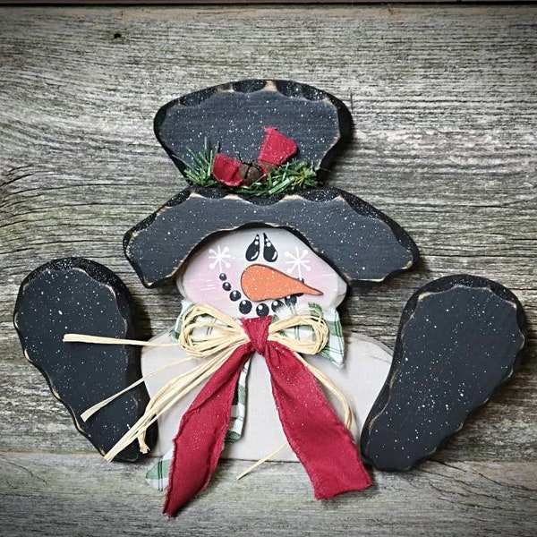 Wooden Snowman - Etsy
