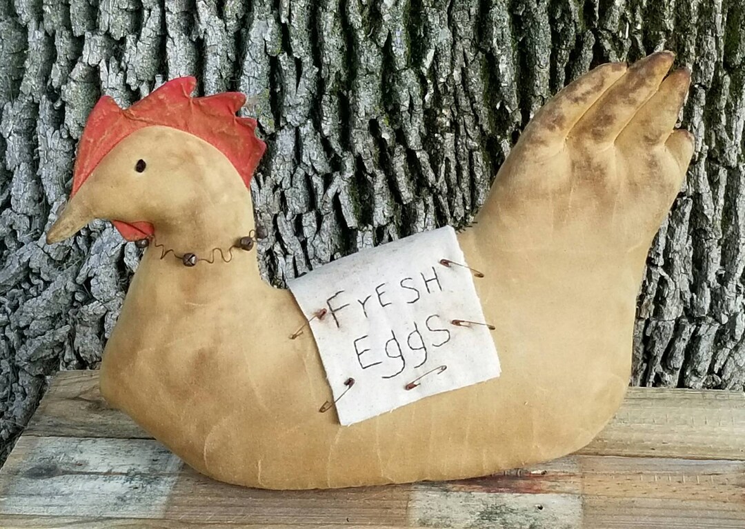Primitive Hen Doll ~ Fabric Hen ~ Primitive Farmhouse Decor ~ Primitive ...