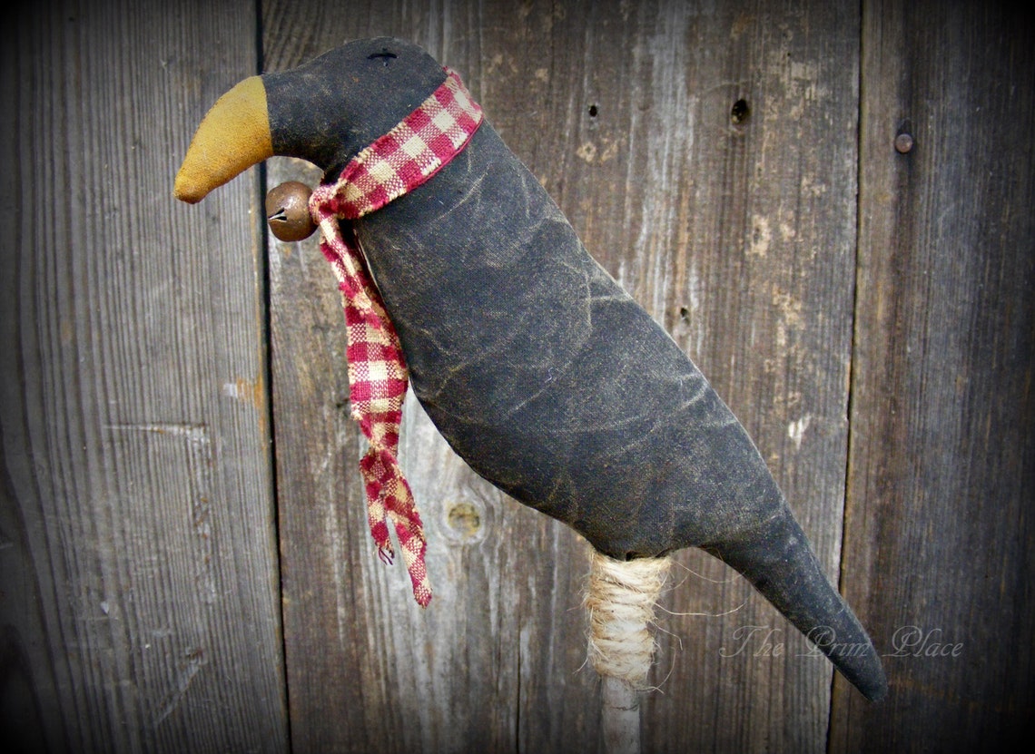 Primitive Crow on Stick Primitive Crow Primitive Fall - Etsy