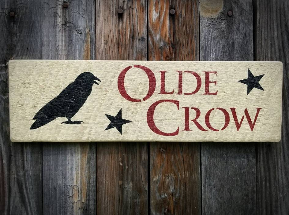 Primitive Olde Crow Sign Primitive Fall Decor Primitive | Etsy