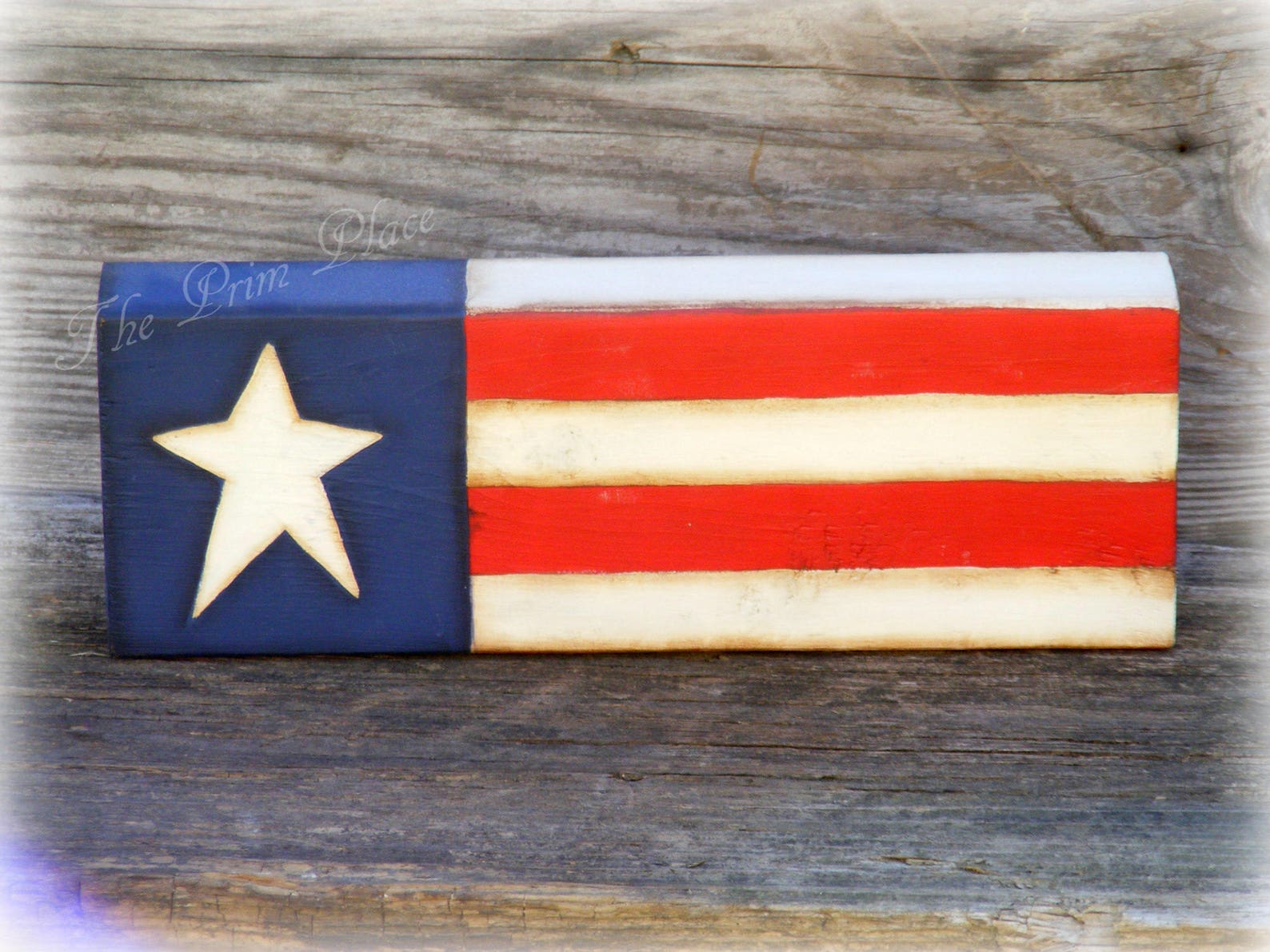 Primitive Flag Block Americana Decor Primitive Decor - Etsy