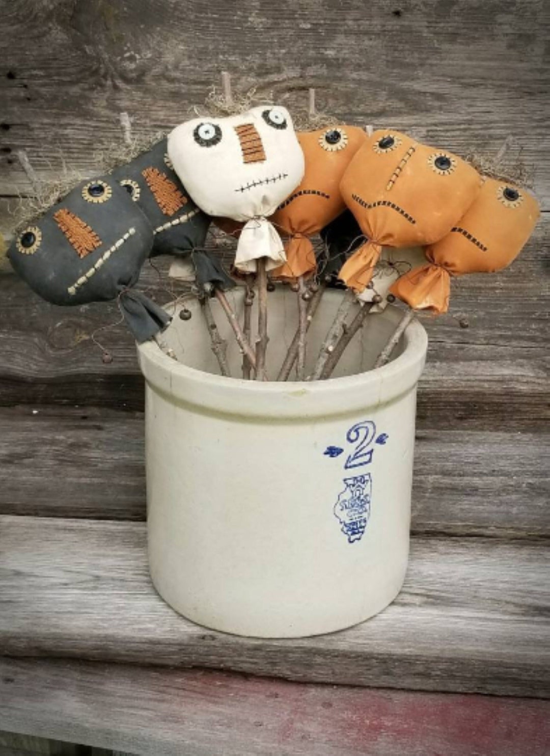 Set of 3 Primitive Haunted Pumpkins ~ Pumpkin Pokes ~ Primitive ...