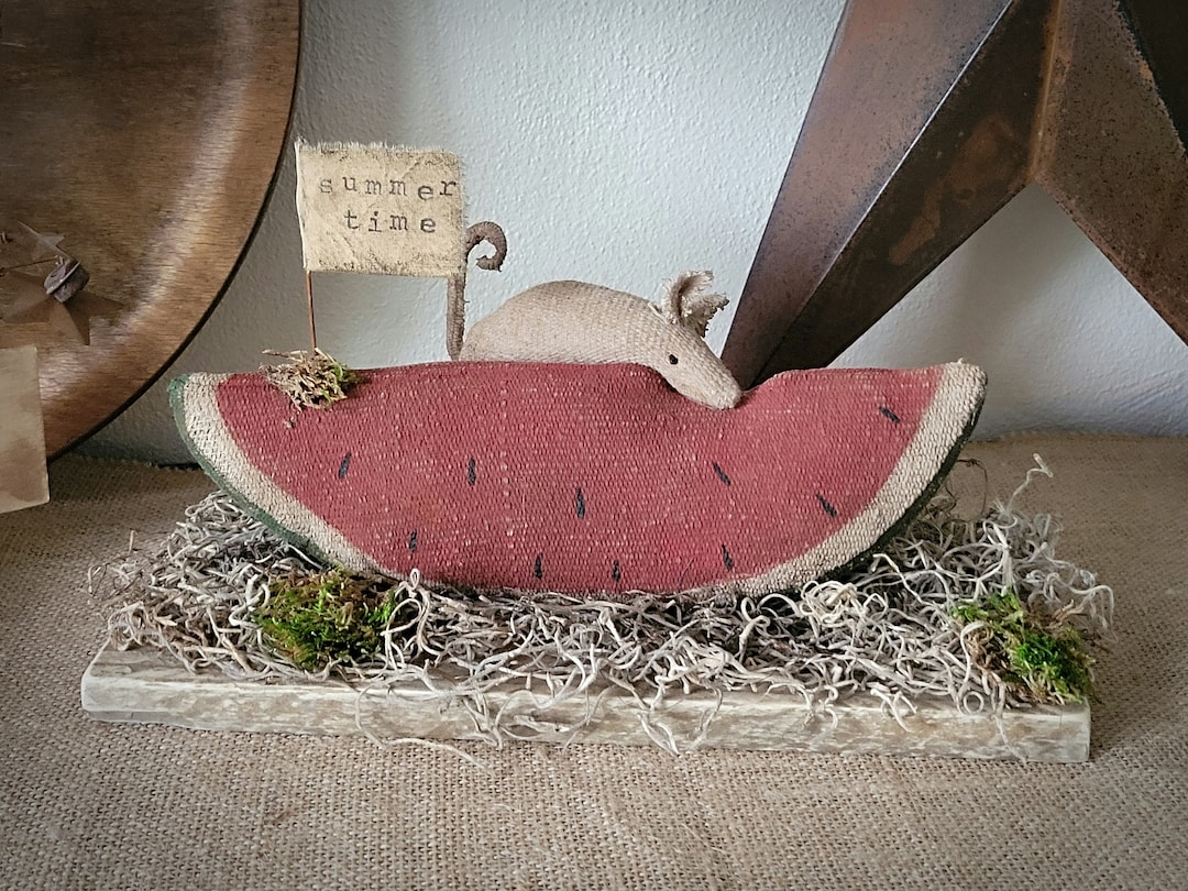 Primitive Watermelon and Mouse Table Sitter Decoration ~ Primitive ...