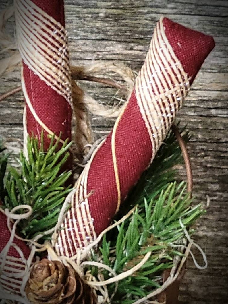 Primitive Peppermint Sticks in Rusty Bucket Tree Ornament - Etsy