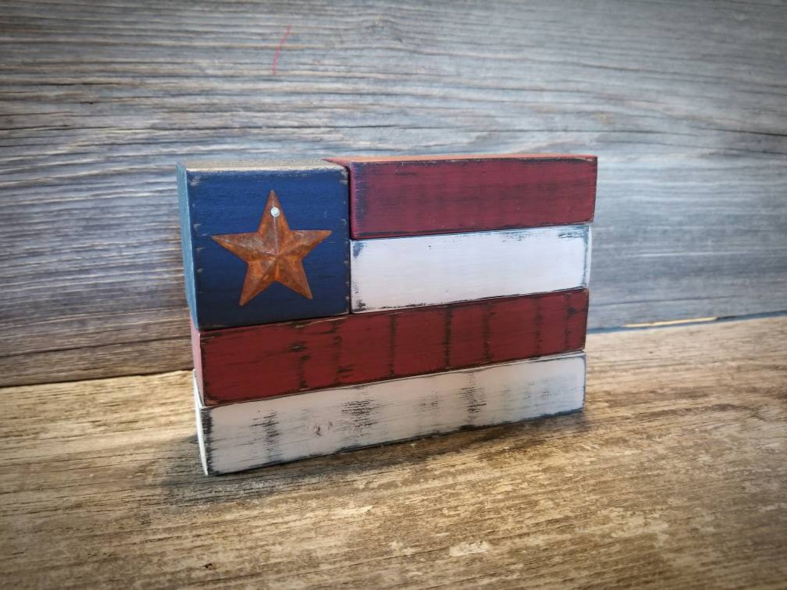 Primitive Flag Stacking Blocks Americana Decor Patriotic - Etsy