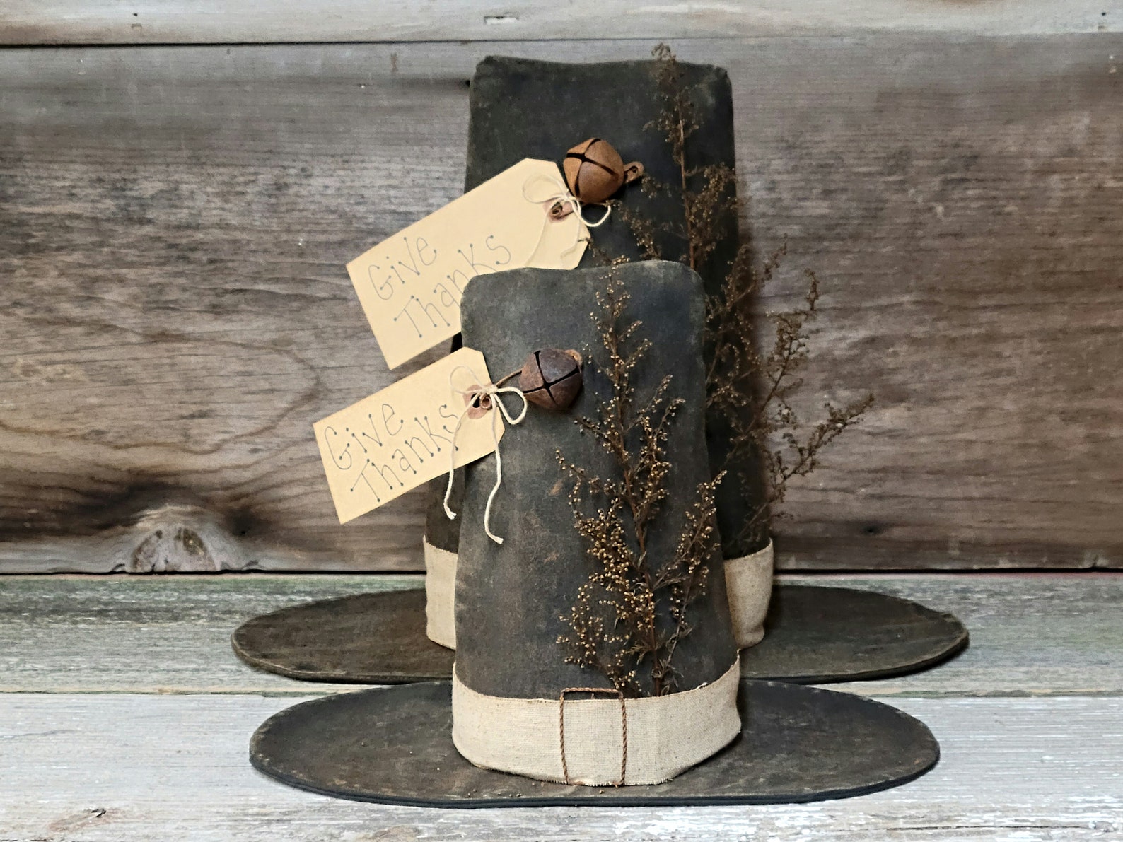 12 Primitive Pilgrim Hat Table Sitter Thanksgiving Decor Fall Decor ...