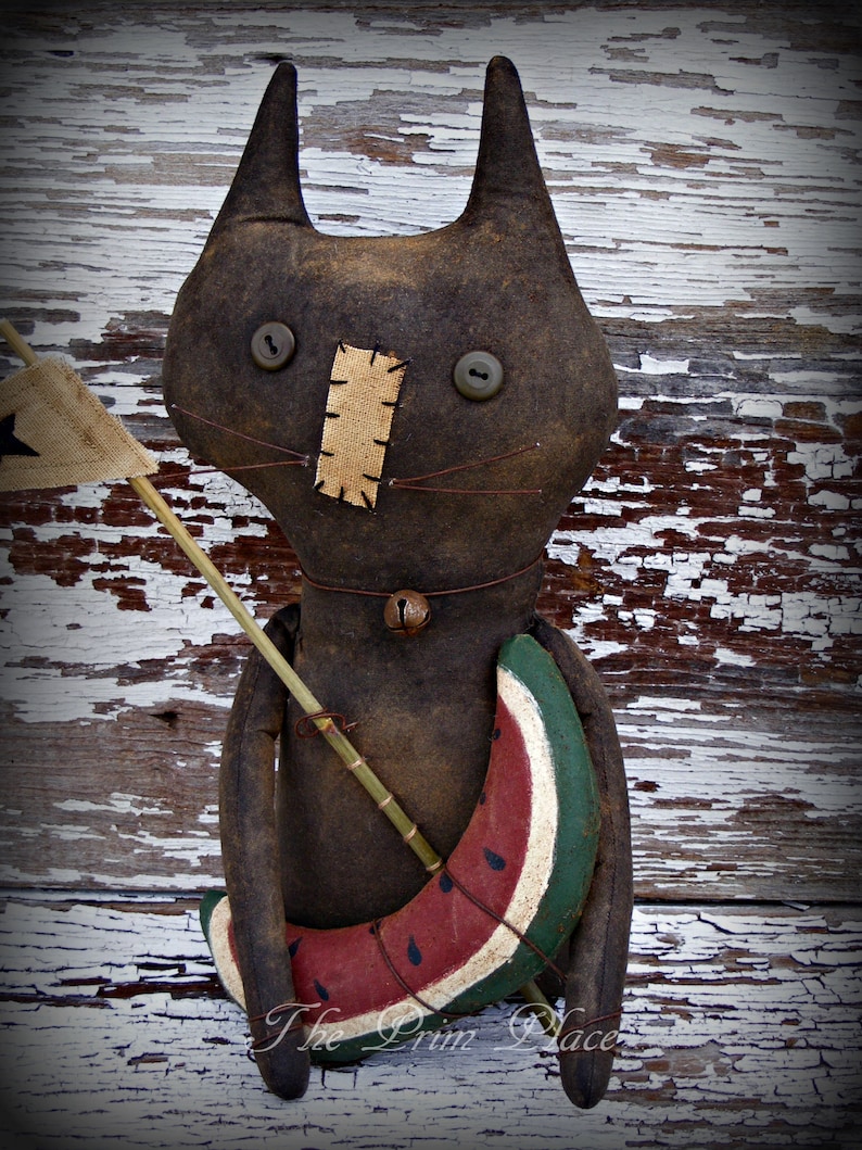 Primitive Cat Doll With Watermelon Primitive Decor - Etsy