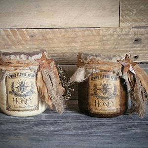 Primitive Honey Jar Decoration - Summer Decor - Bee Decor - Spring ...