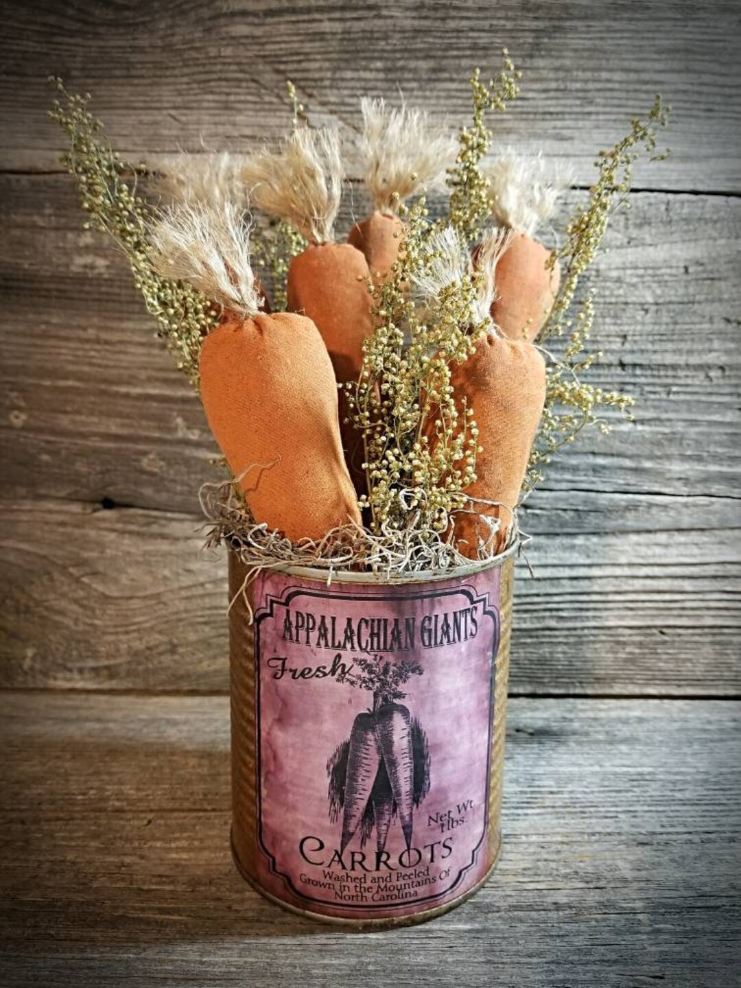 Primitive Carrots in Rusty Tin Can ~ Primitive Easter Decorations ...