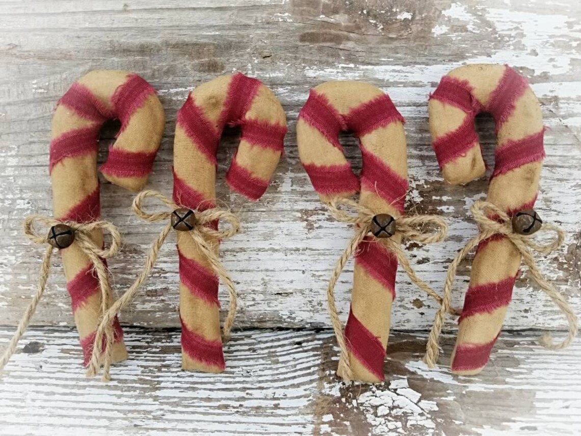 Primitive Candy Cane Bowl Fillers ~ Christmas Ornaments ~ Prim Candy ...