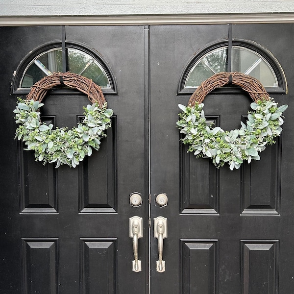 White Farmhouse Double Front Door