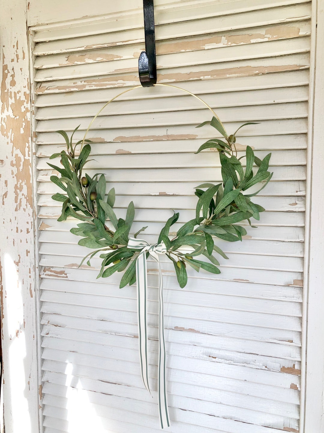 Olive Branch Hoop Wreath Olive Tree Wreath Front Door Modern - Etsy