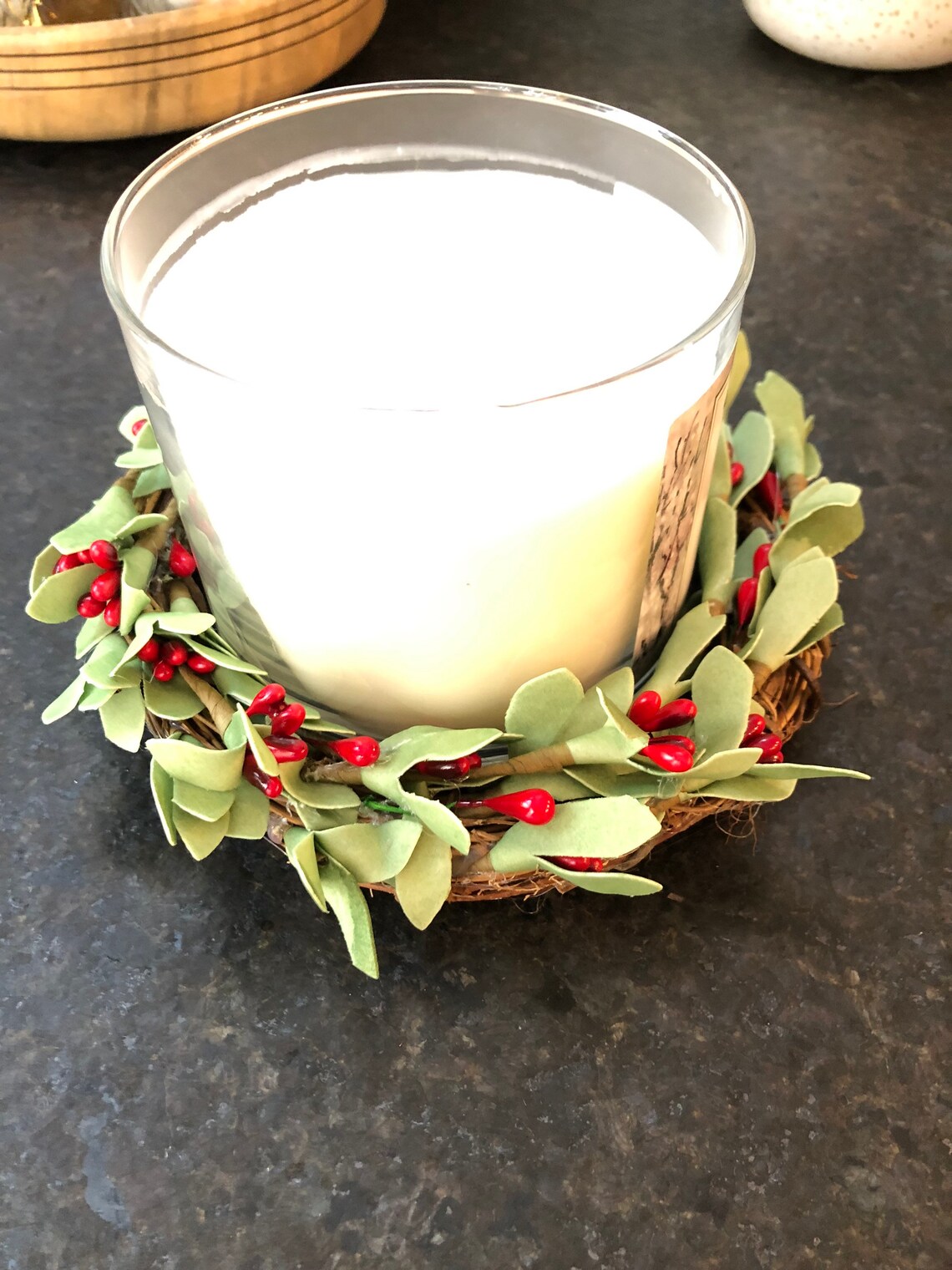 Mini Christmas Candle Wreath, Holiday Mini Wreath, Candle Ring Wreath ...