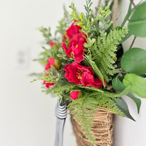 Red Poppy Door Basket Poppy Wreath Front Door Wreath Poppy Flowers Red ...