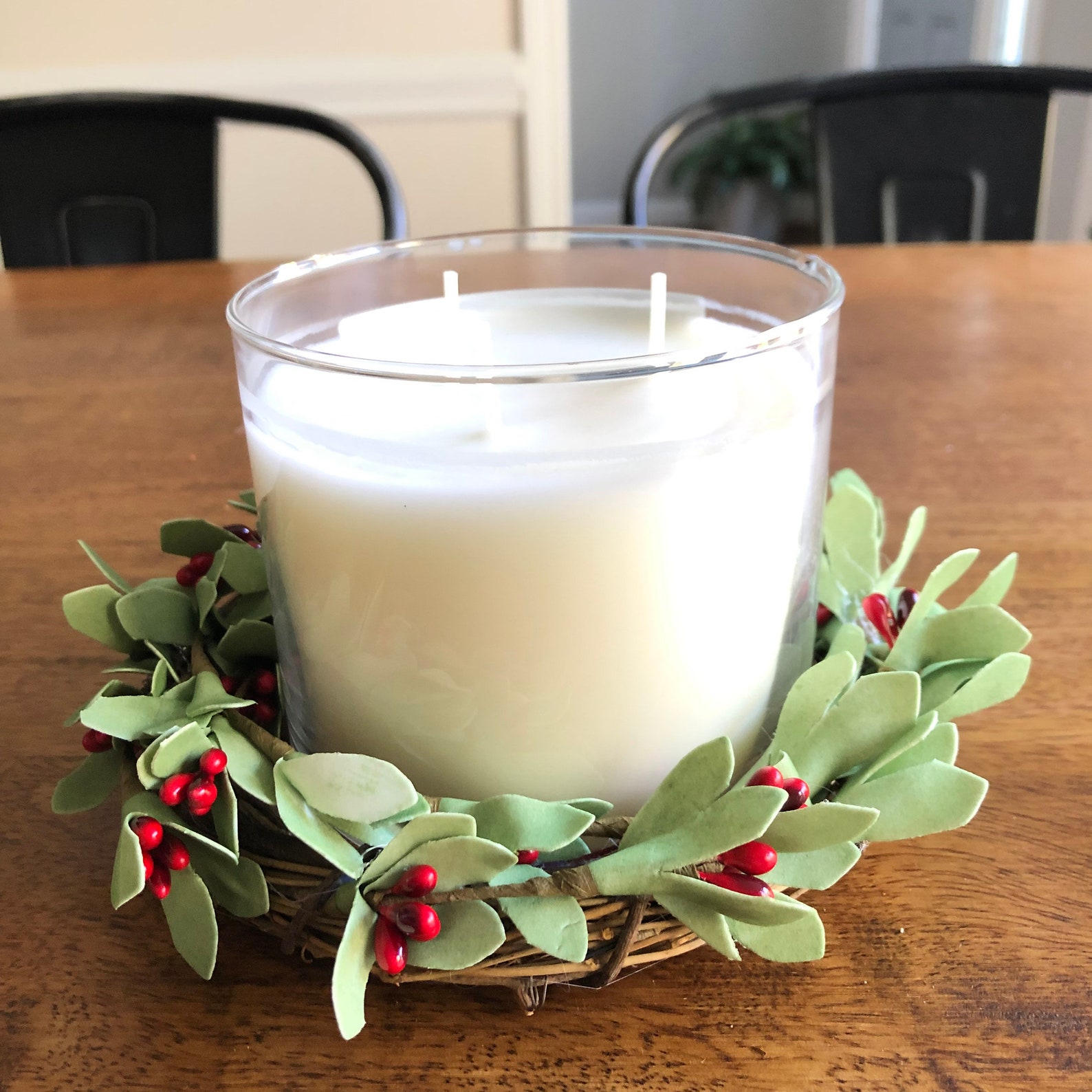 Mini Christmas Candle Wreath, Holiday Mini Wreath, Candle Ring Wreath ...